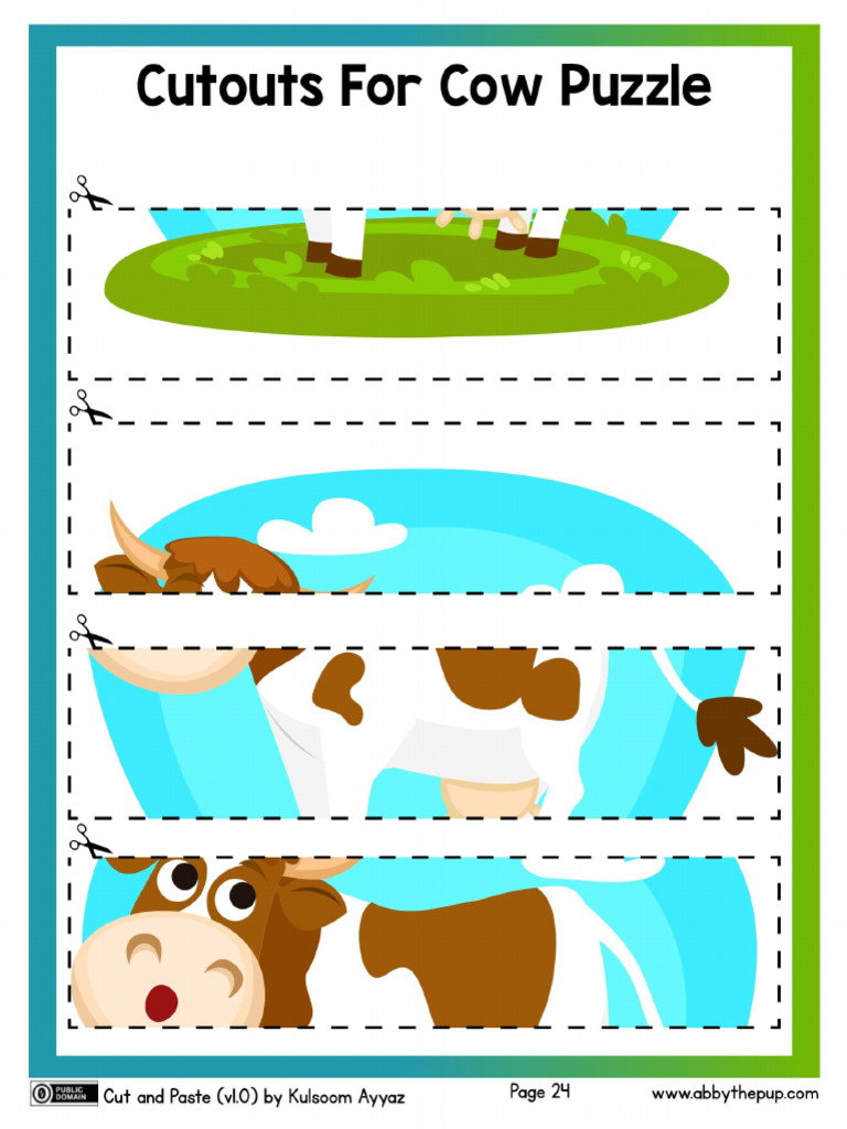 Cutouts For Cow Puzzle Games | PDF