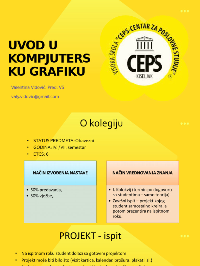 Predavanje KOMPJUTERSKA GRAFIKA I DIGITALNI MEDIJI | PDF