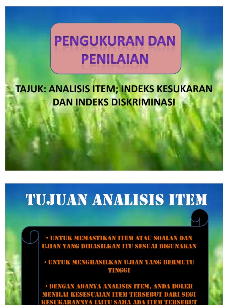 Pengukuran Dan Penilaian: Analisis Item - Indeks Kesukaran Dan Indeks ...