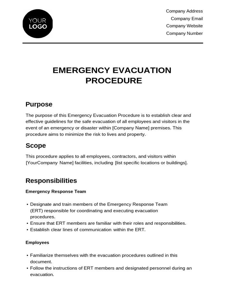 Emergency Evacuation Procedure HR Template - Edit Online & Download ...