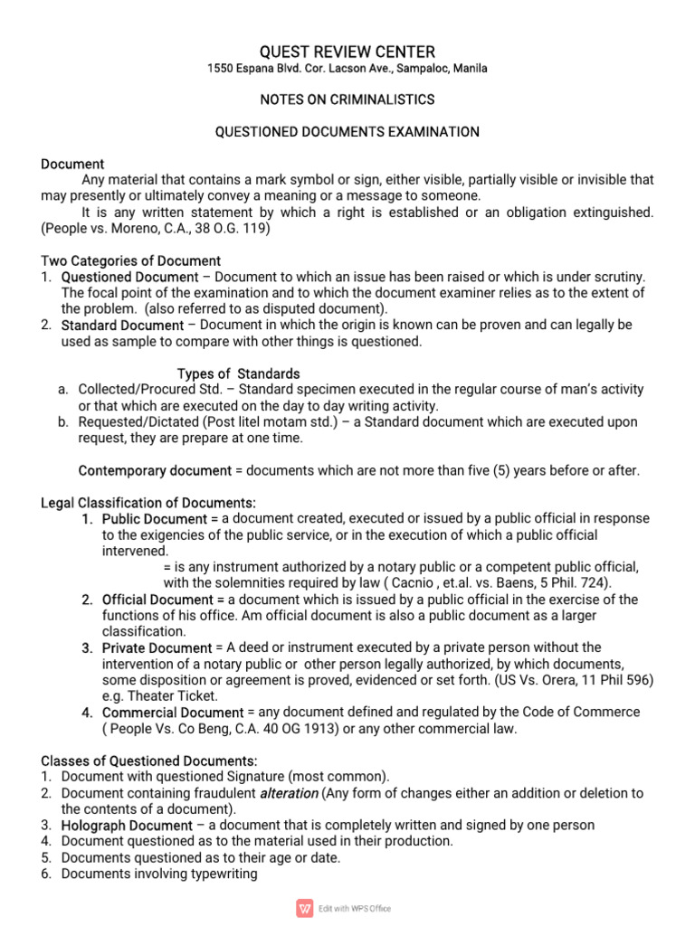 Crim. Questioned Documents Examination 1 | PDF