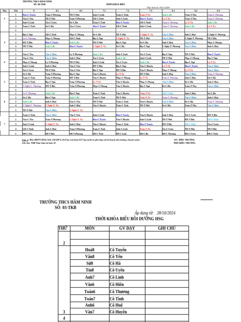 TKB SỐ 6 2024 2025 | PDF