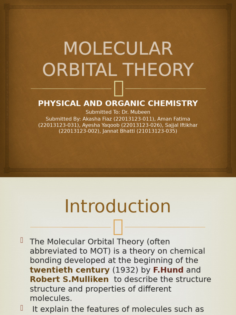 Molecular Orbital Theory | PDF | Molecular Orbital | Physical Chemistry