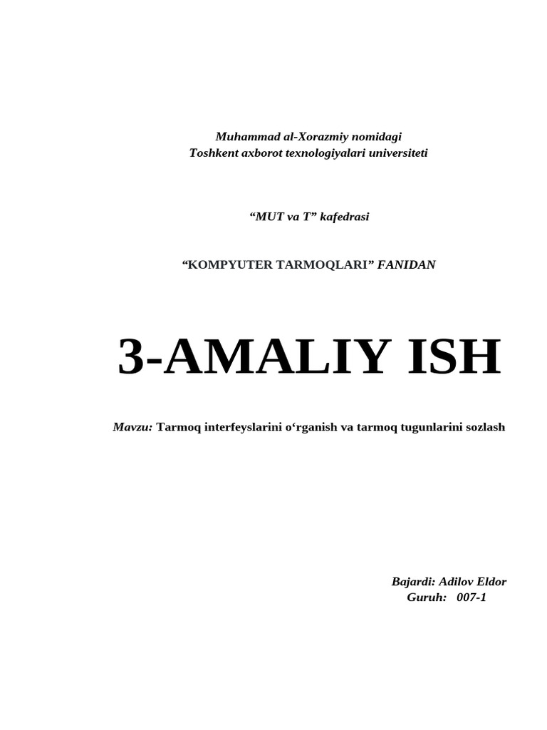 3-Amaliy Ish | PDF