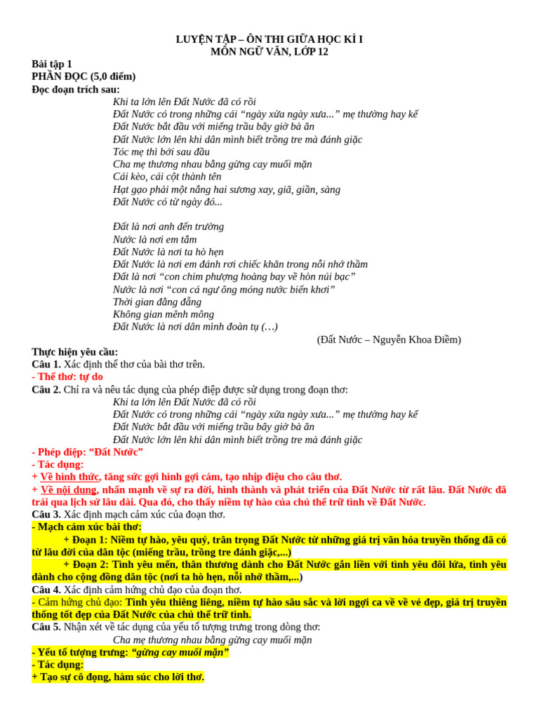 K12-ĐỀ LUYỆN TẬP - ÔN GHKI - ĐÁP ÁN ĐỀ 1 | PDF