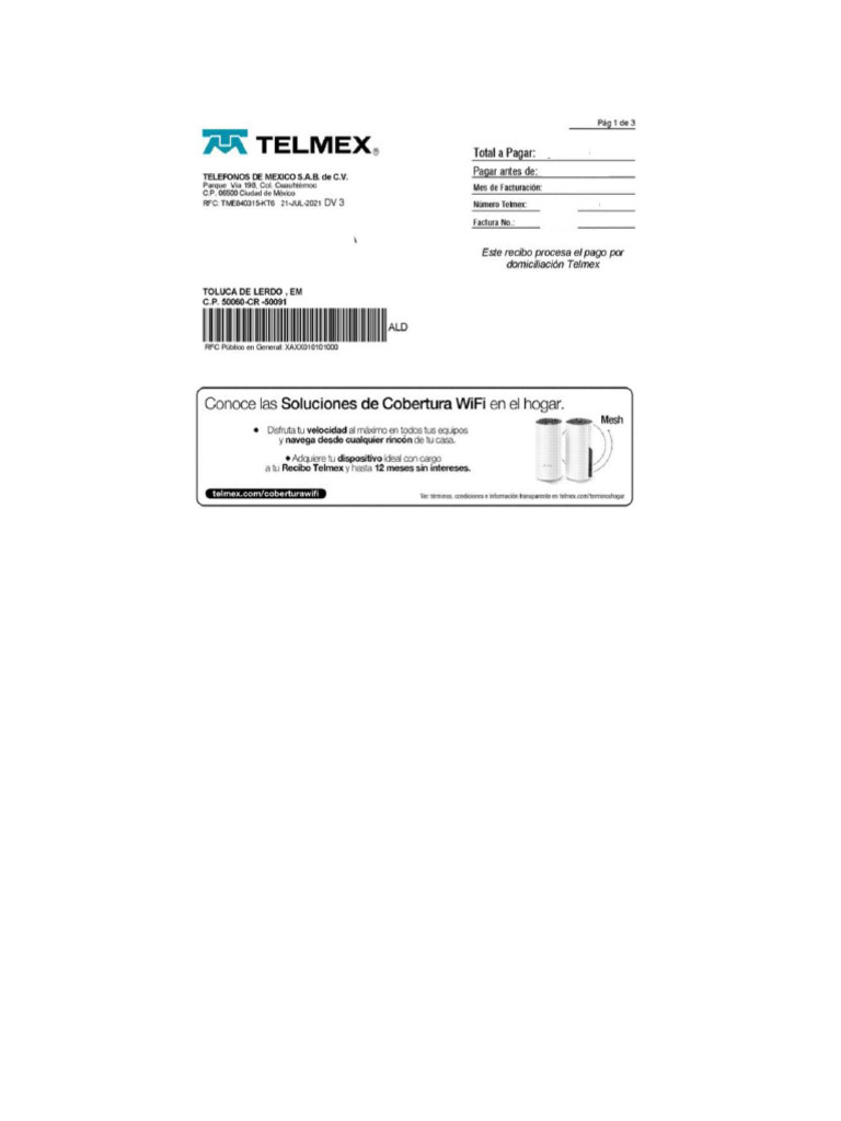 Recibo de Telmex My | PDF