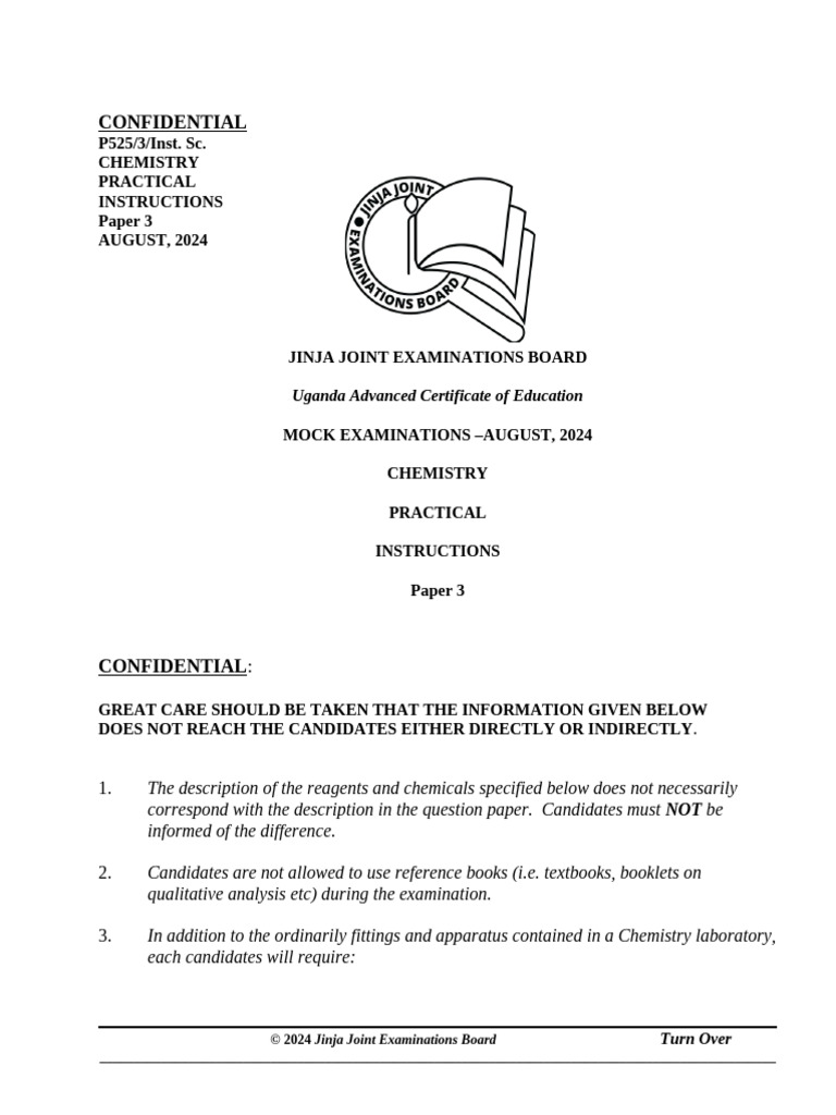 A.JJEB - Chem.pract.P.3.Instrac .2024-1 | PDF | Chemistry