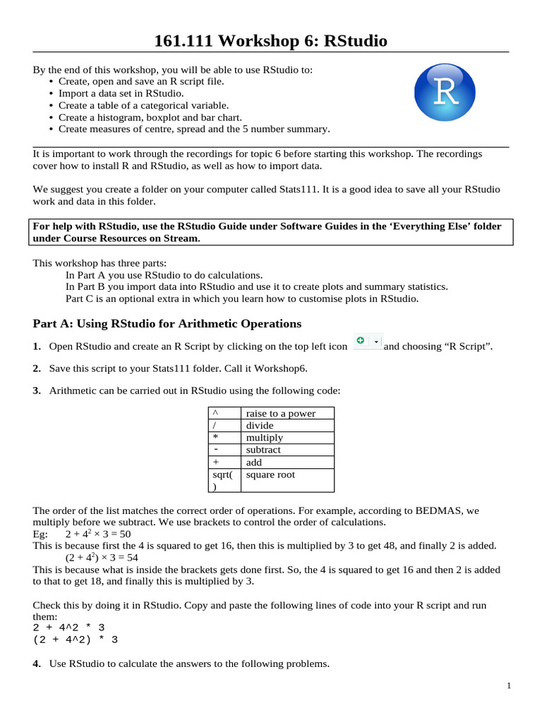 Workshop 6 (RStudio) | PDF | Histogram | Computing