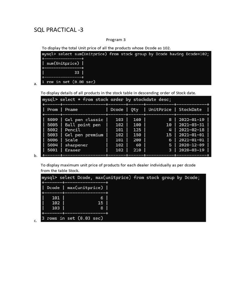 Sqp Practical 3 Pdf Business Computers
