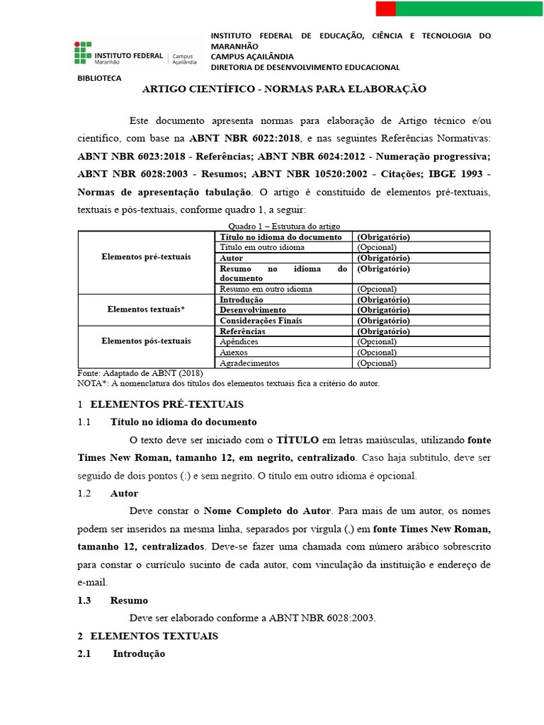 Template Artigo - Normas para Elabora - o | PDF