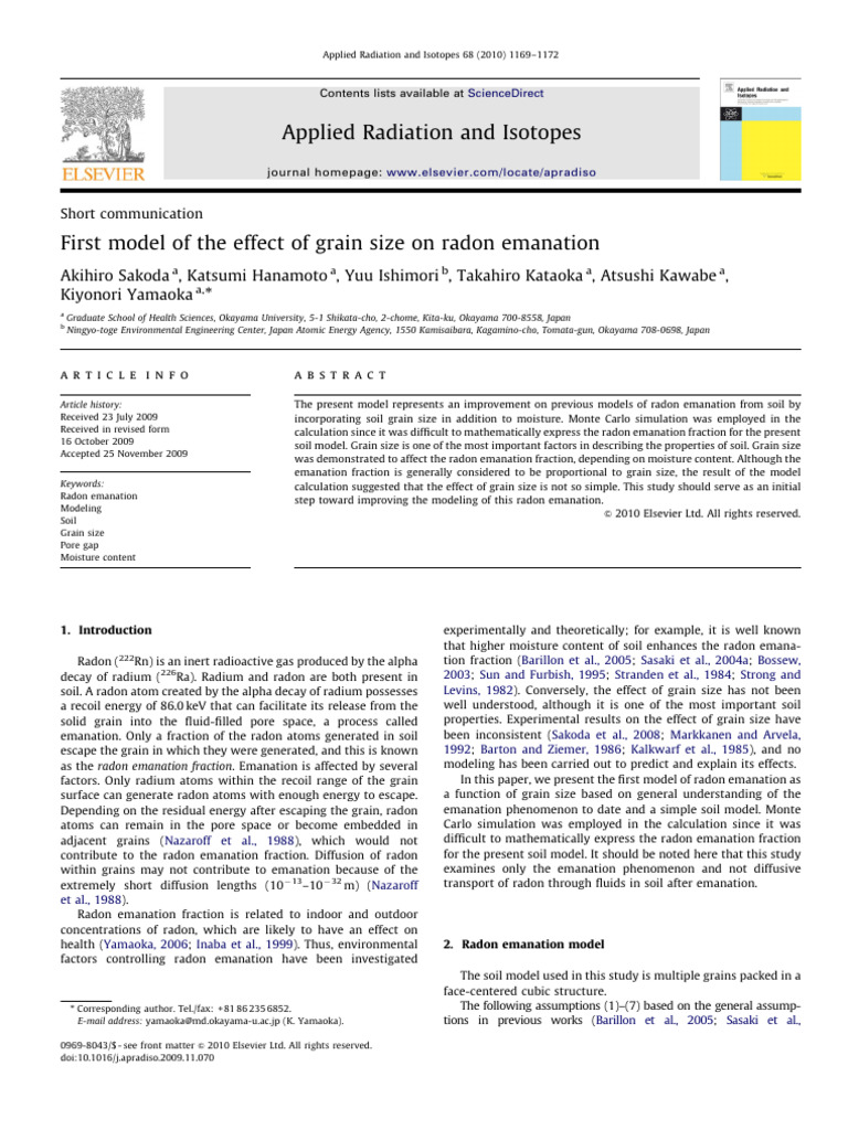 First Model of The Effect of Grain Size On Radon Emanation | PDF ...