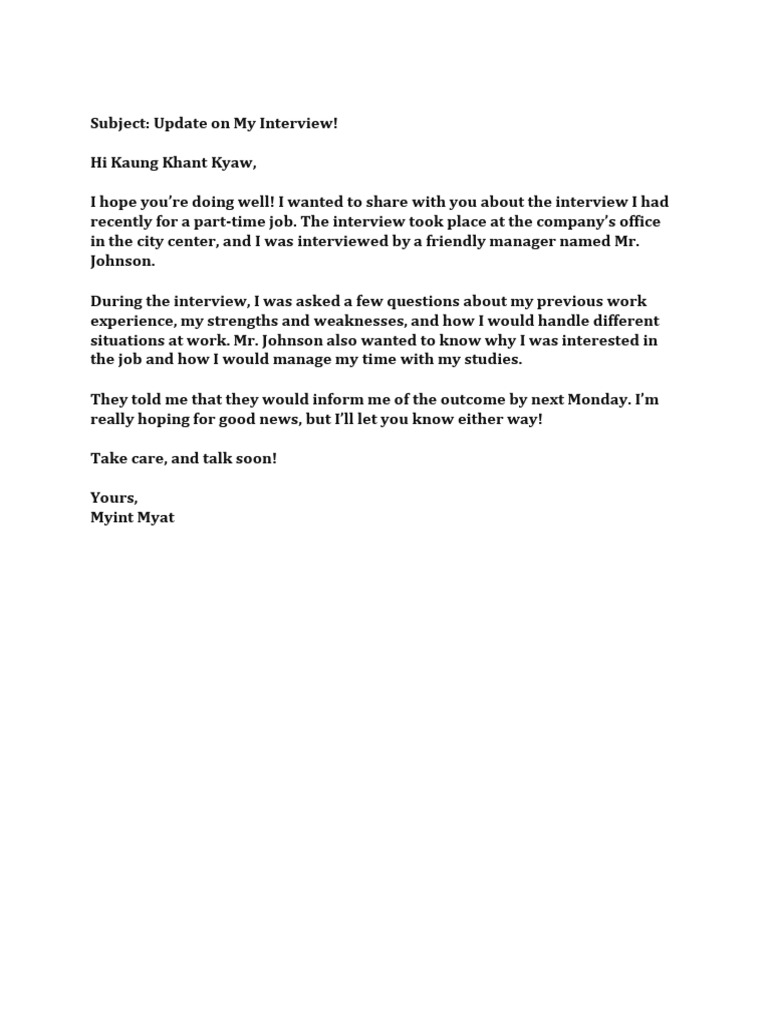 Part-Time Job Interview Update | PDF