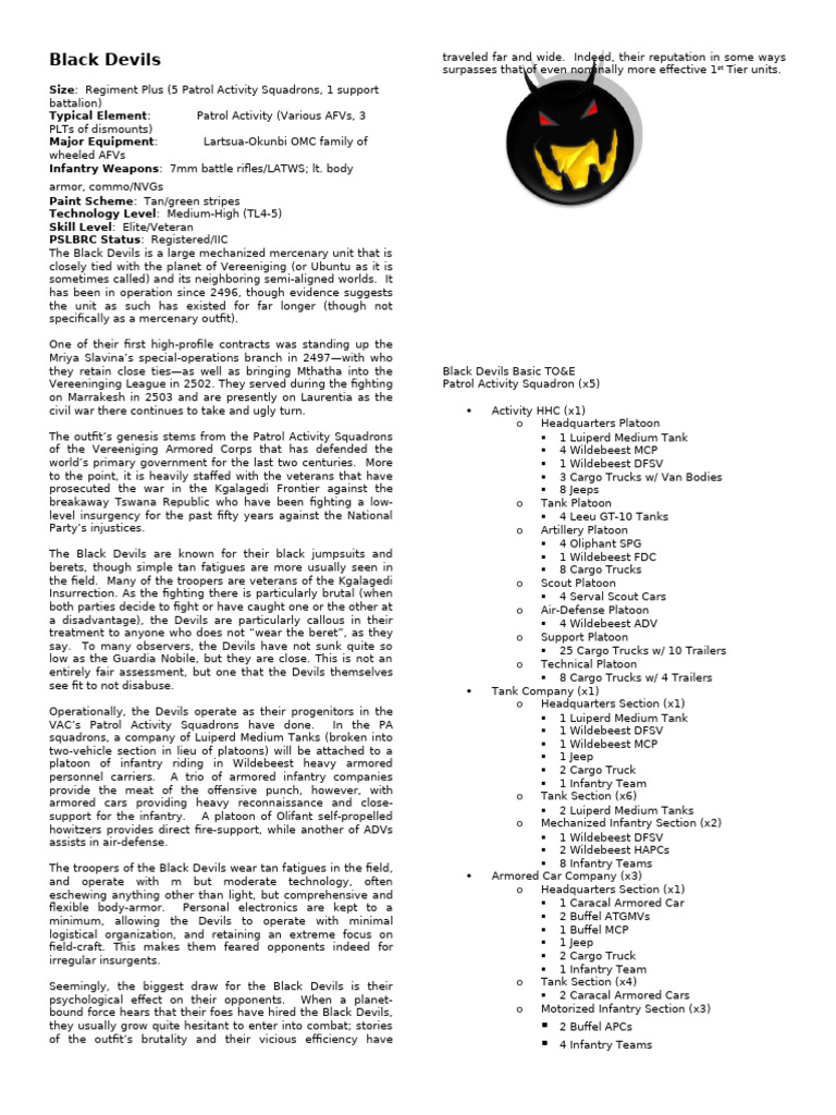 Unit Brief (Excerpt) - Black Devils | PDF | Platoon | Infantry