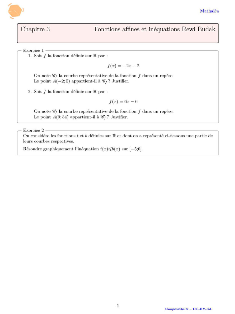 Exercices Par Compétence Fonct° Affines Et Inéquat°+correction | PDF