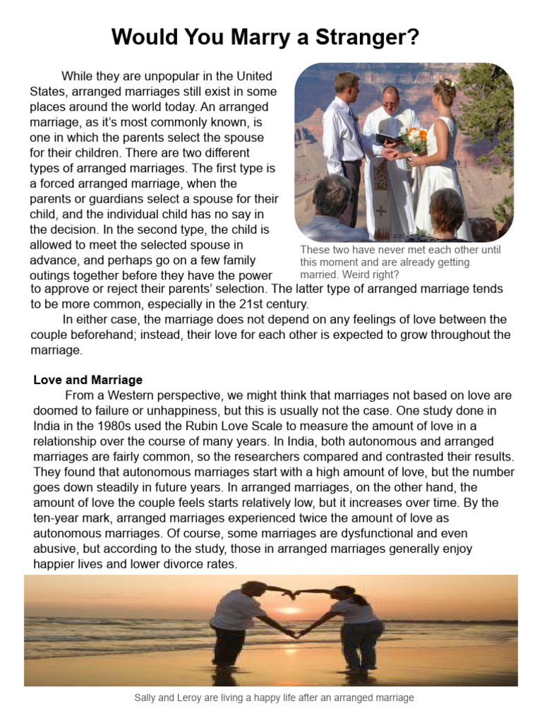 Would You Marry A Stranger TF | PDF | Marriage | Family
