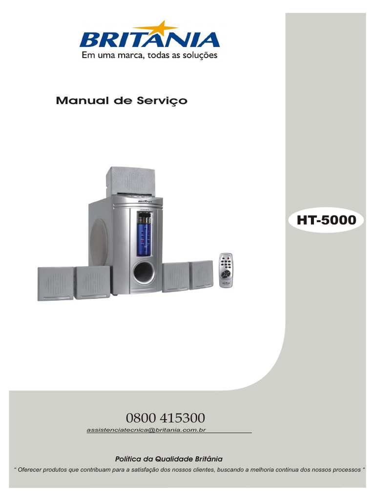 Manual do Sistema de Home HT-5000 | PDF
