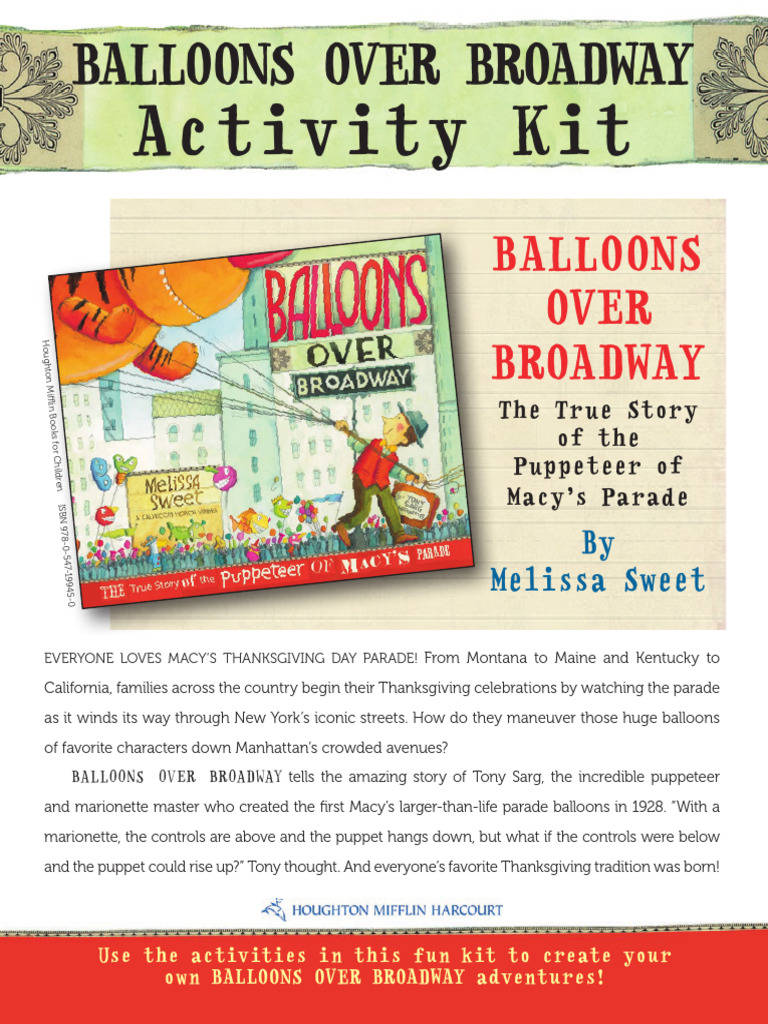Balloons Over Broadway by Melissa Sweet - Activity Kit | PDF | Puppets