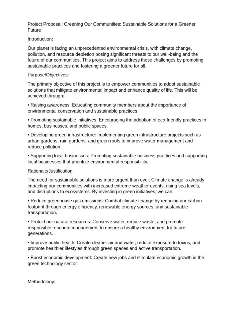 Project Proposal | PDF | Sustainability | Climate Change Mitigation
