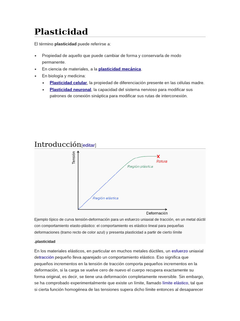 Plasticidad | PDF | Plasticidad (Física) | Estrés (Mecánica)