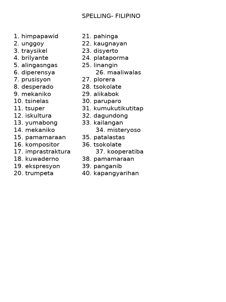 Spelling Filipino | PDF