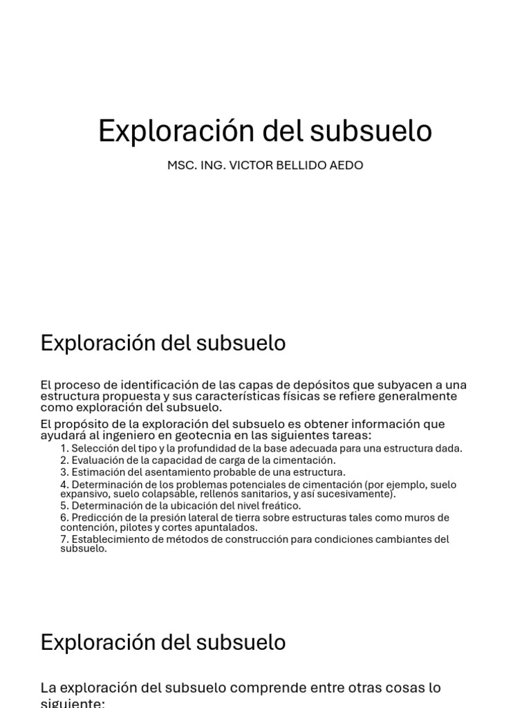 Exploración Del Subsuelo: Msc. Ing. Victor Bellido Aedo | PDF | Olas ...