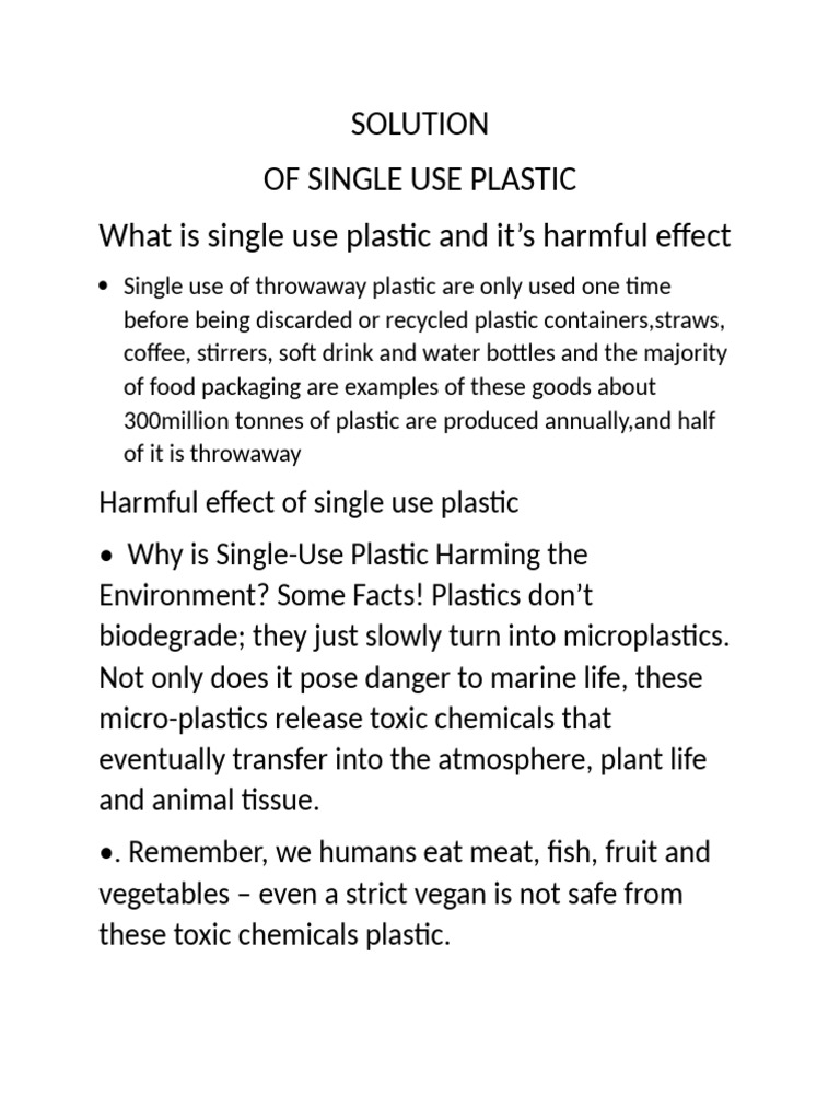 Solution of Single Use Plastic What Is Single Use Plastic and It's ...