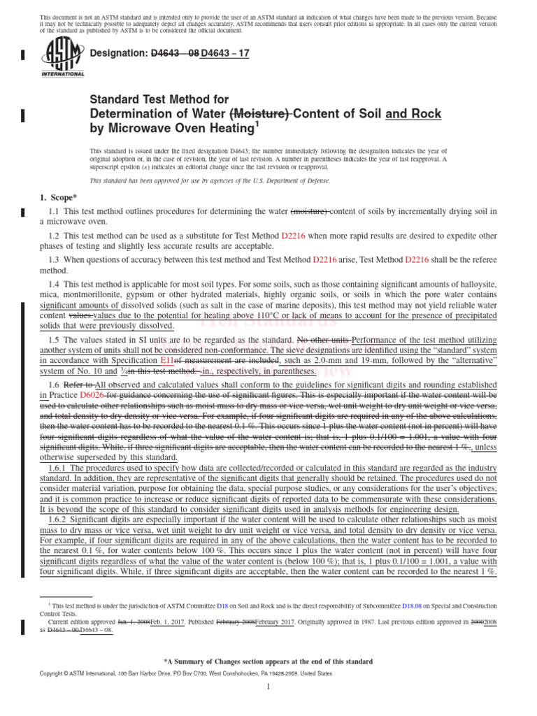 ASTM-D4643-17 | PDF | Soil | Significant Figures
