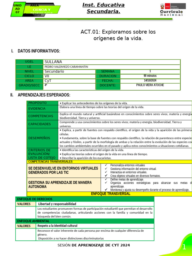 A-4º Ses Act 1-Cyt-Und 7 | PDF | Vida | Naturaleza