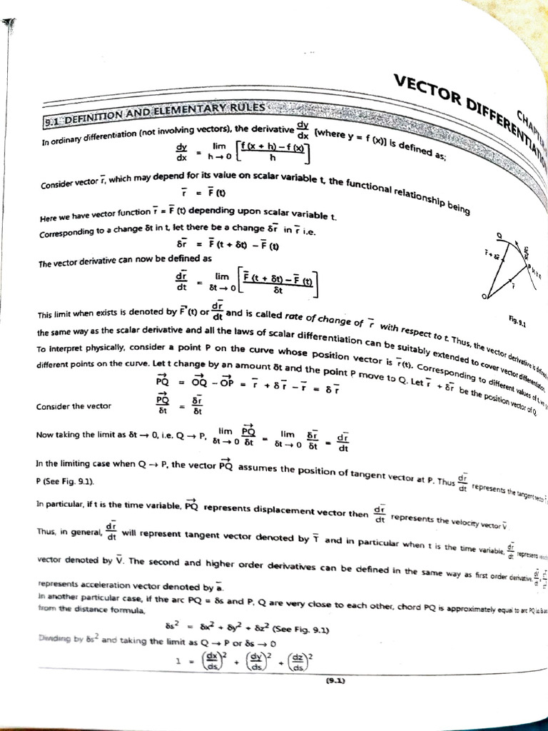 Vector Differentiation Basics | PDF | Derivative | Euclidean Vector