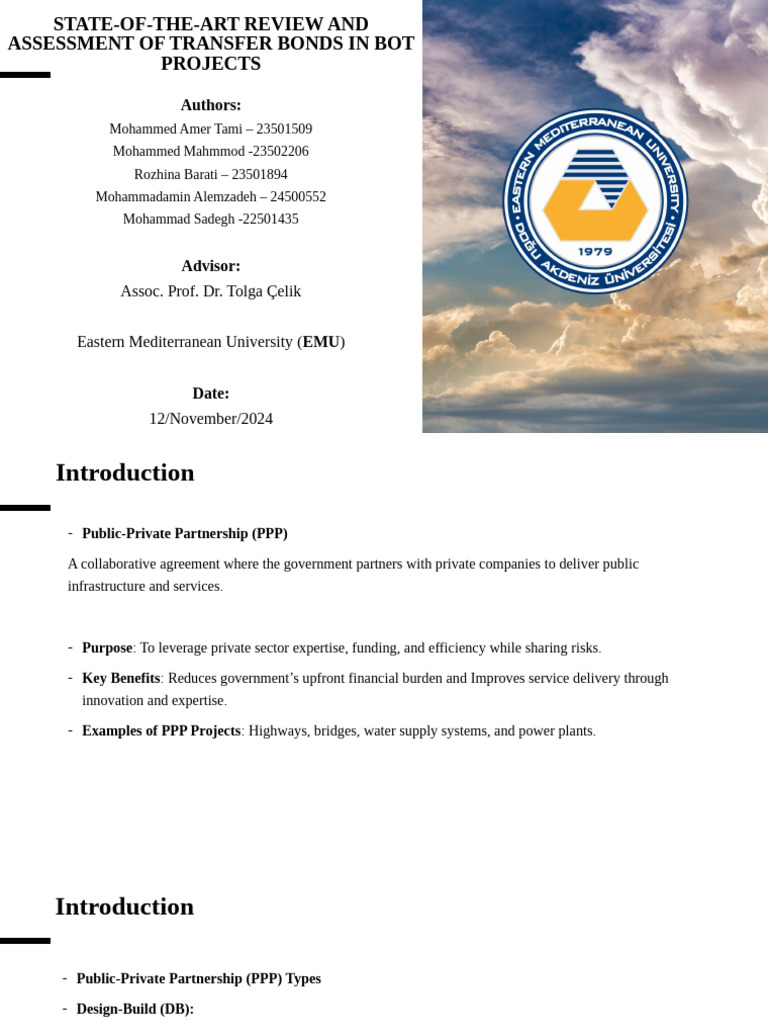 State-Of-The-Art Review and Assessment of Transfer Bonds in BOT Projects | PDF | Public–Private ...