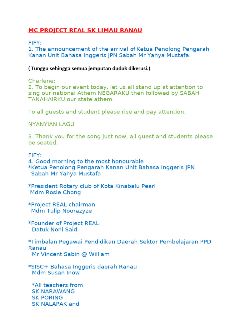 MC Project Real SK Lima Ranau. 2 (Lain Versi) | PDF | Travel | Foreign ...