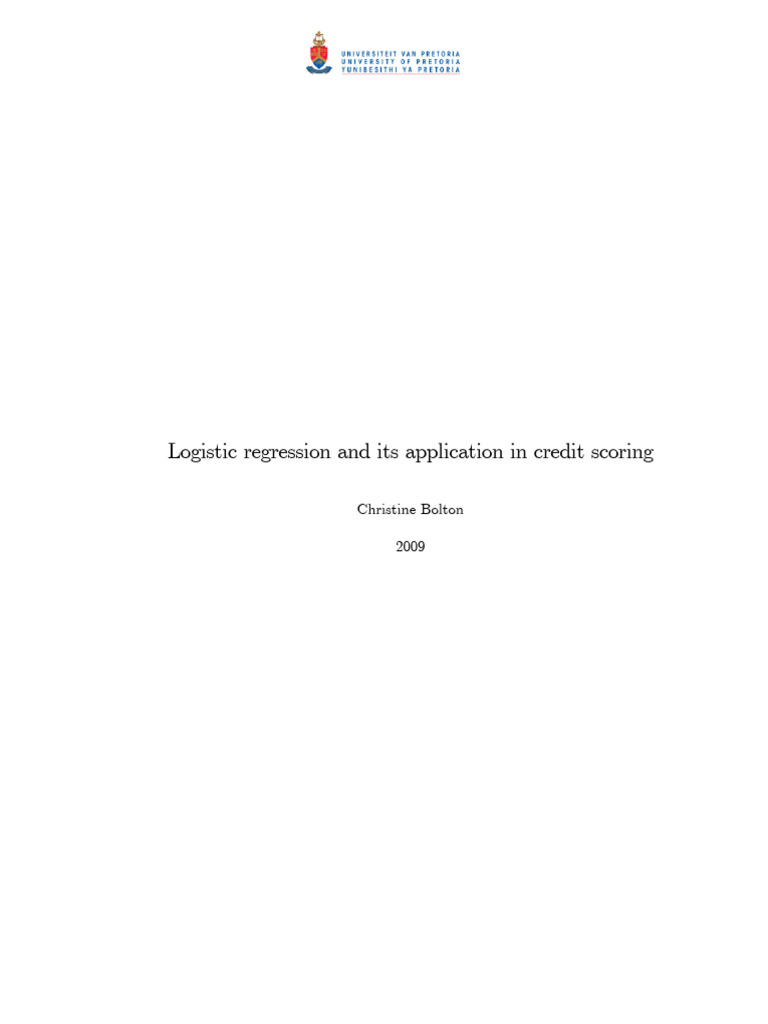 Logistic Regression and Its Application in Credit Scoring | PDF | Regression Analysis | Logistic ...