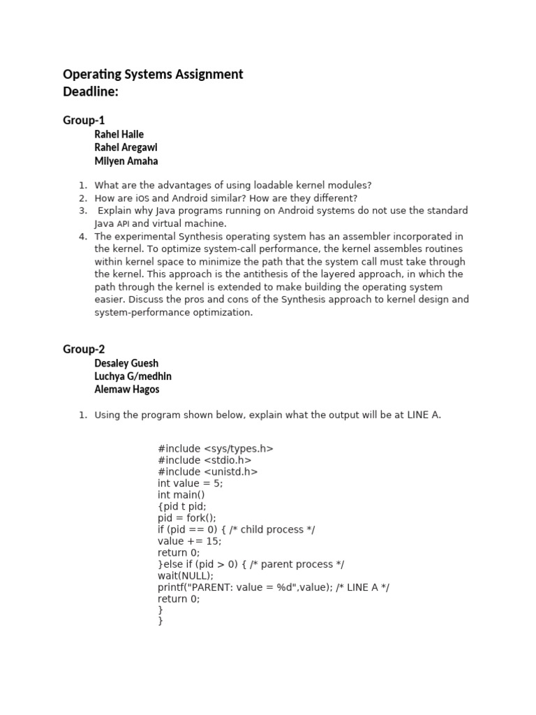 Assignment 2023.24 (1) | PDF | Operating System | Kernel (Operating System)