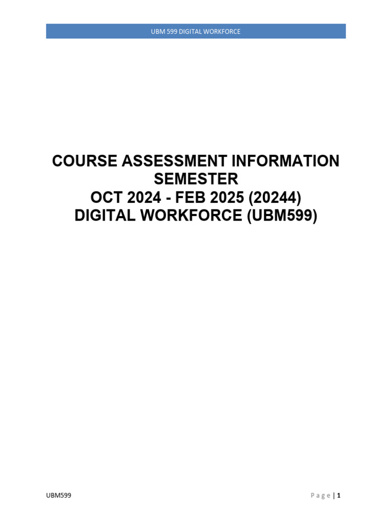Course Assessment Information Ubm599 | PDF | Crowdsourcing | Freelancer