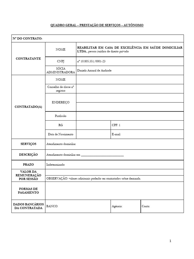 Contrato Reabilitar PF RPA | PDF