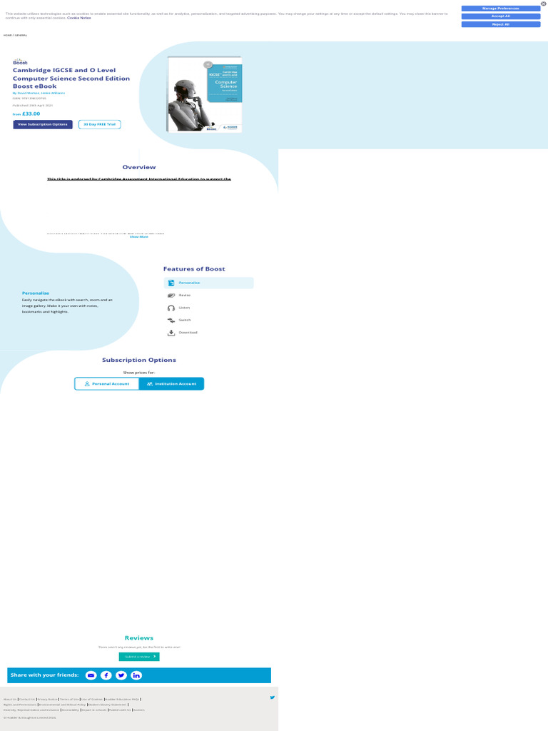 Cambridge IGCSE and O Level Computer Science Second Edition Boost Ebook ...