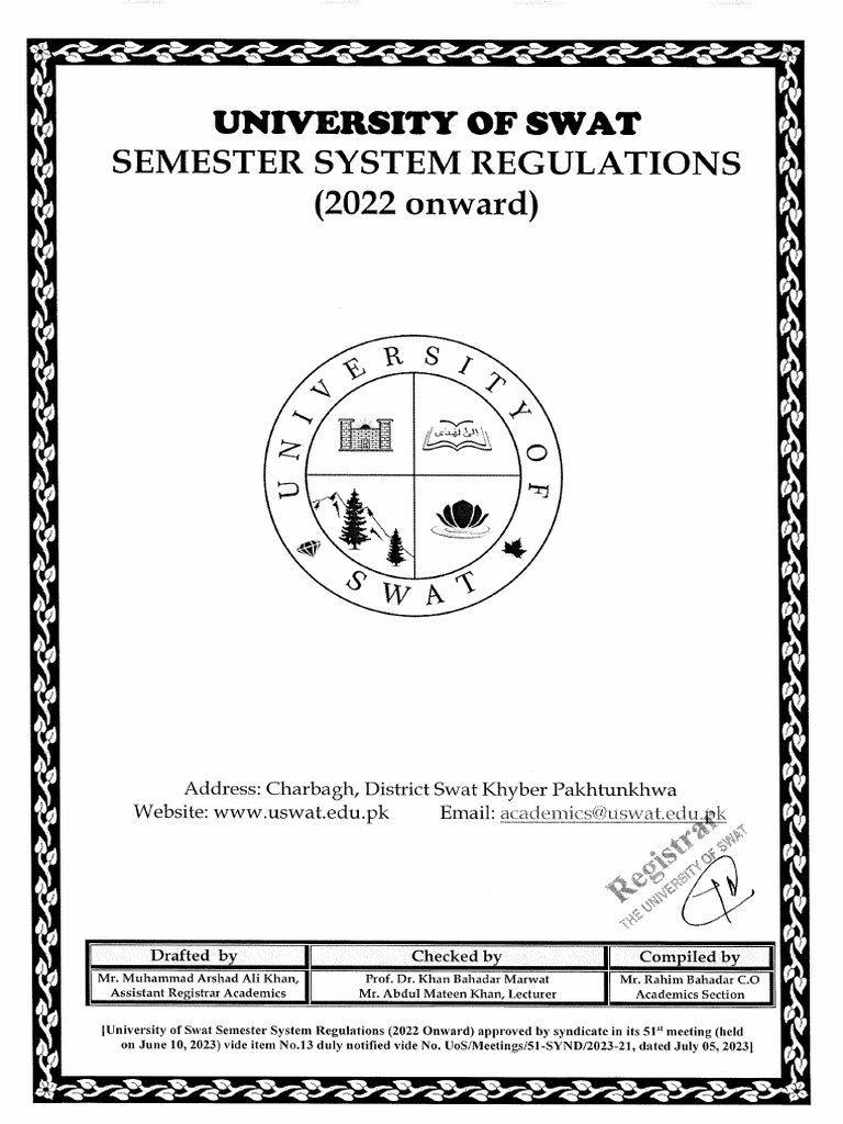UoS Semester System Regulations | PDF