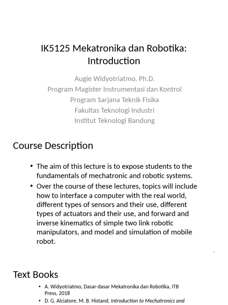 Lecture 0 Introduction [Autosaved] | PDF | Automation | Mechatronics