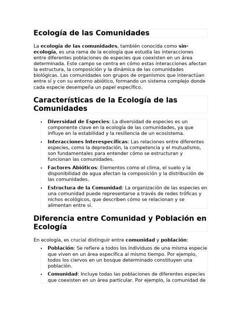 Ecología de Comunidades: Interacciones y Factores | PDF | Ecología | Clima