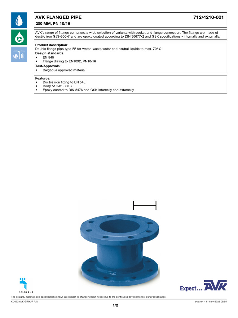 Manchette BB L 200mm Ref 712-4210-001 - Avkcms - en 2245 - 430900 | PDF ...
