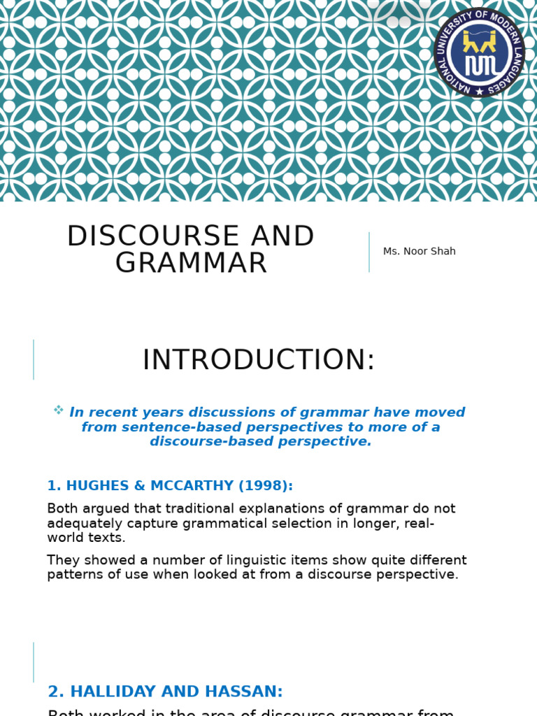 Grammatical Analysis of Discourse For Students | PDF | Semantics | Grammar