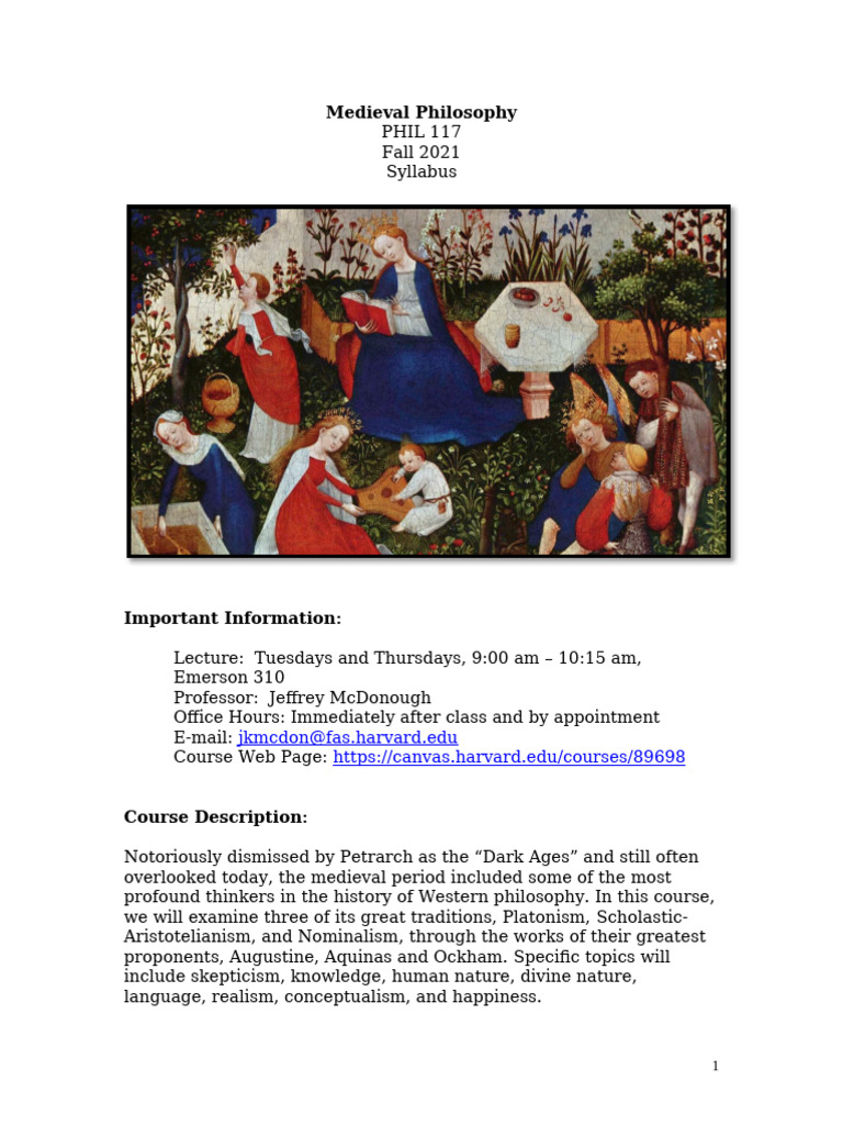 00 Medieval Syllabus 2021 Under 08 | PDF | Philosophy