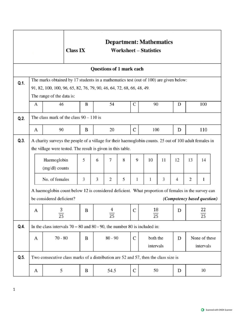 3401093-CL09 WS Statistics M.Sunitha 2023-24 | PDF