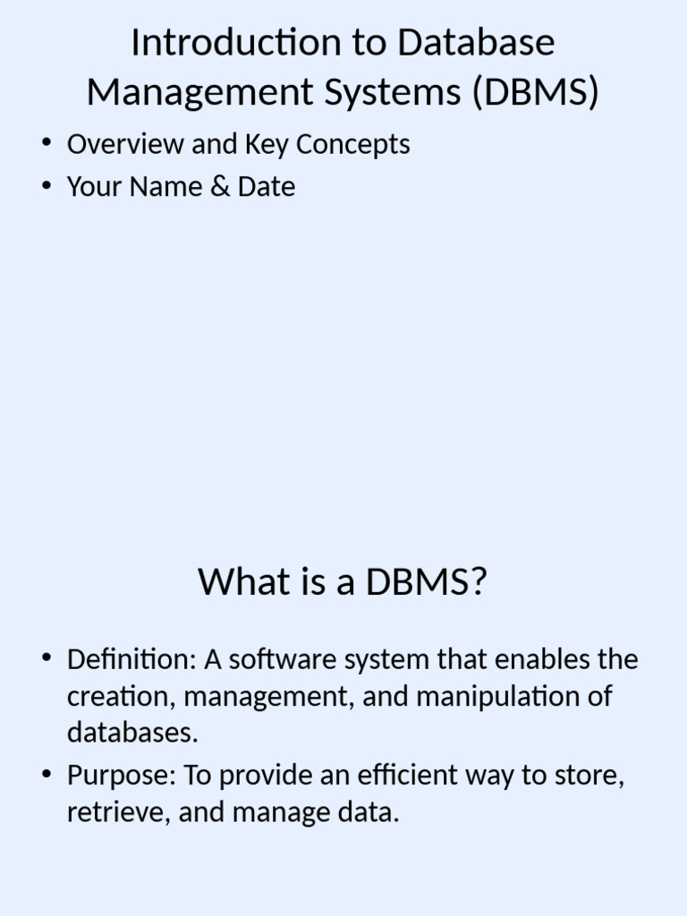DBMS Presentation With Background Final | PDF