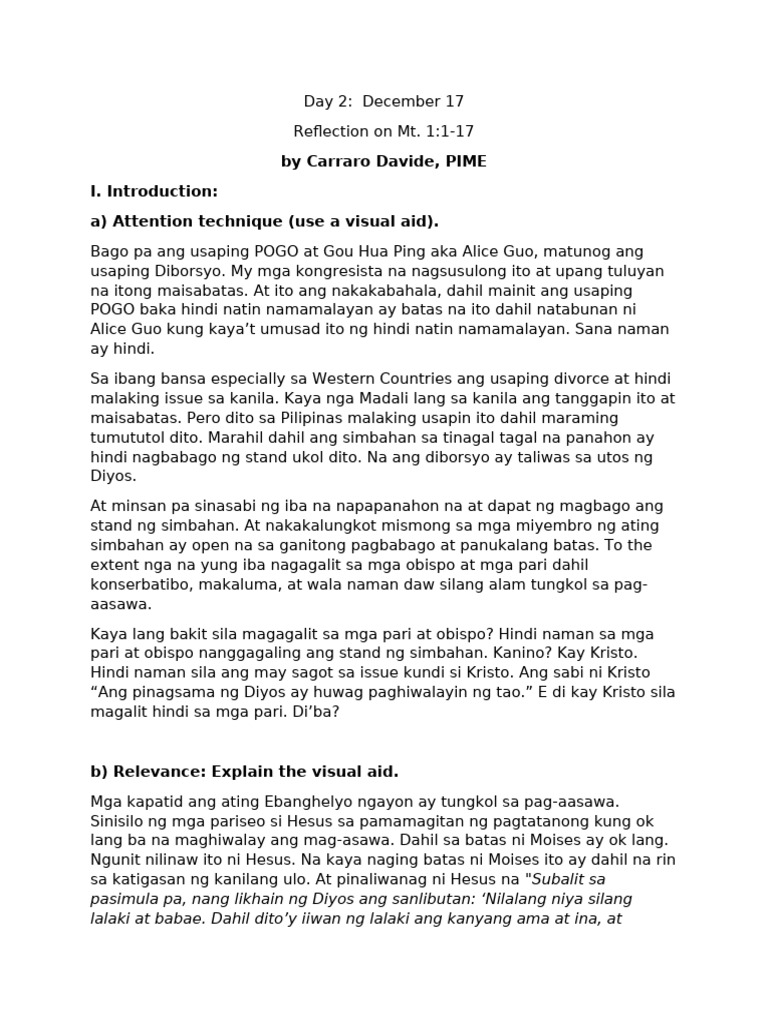 Homily Template | PDF