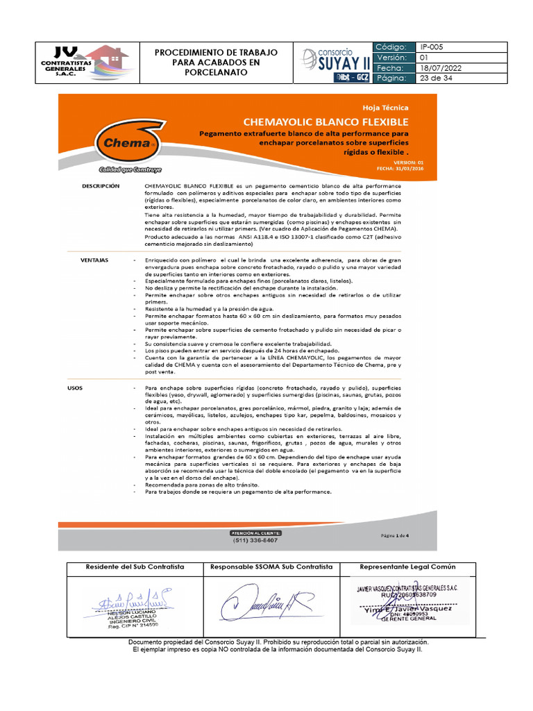 Ficha Tecnica Del Pegamento | PDF