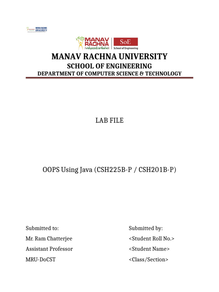 Cover Page For Lab File-1 | PDF