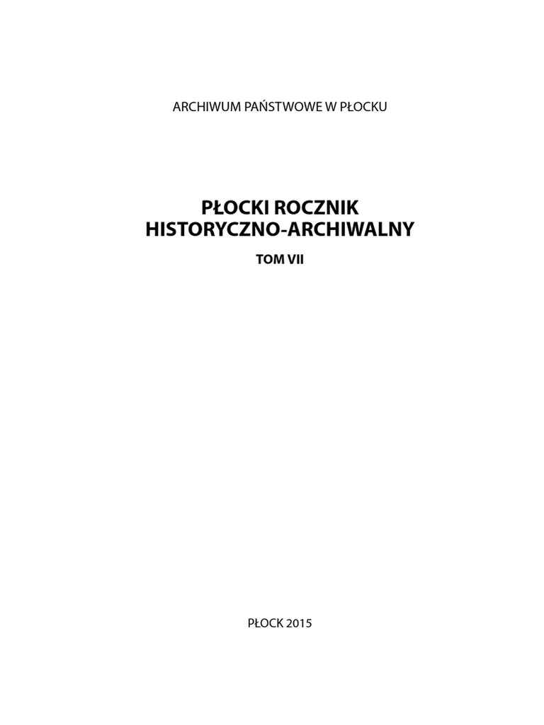 Plocki Rocznik TVII PDF | PDF