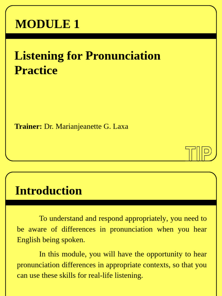 Module 1 Listening For Pronunciation Practice Final | PDF | English ...