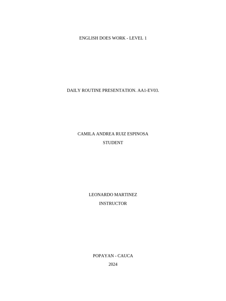 Presentacion Rutina Diaria | PDF